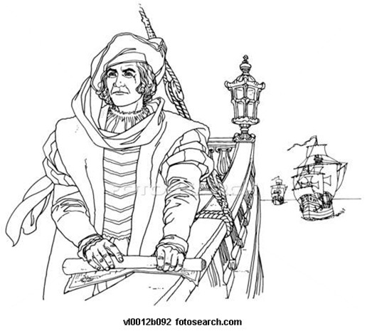 Colorear Día de la Raza, Cristóbal Colón - Colorear dibujos infantiles